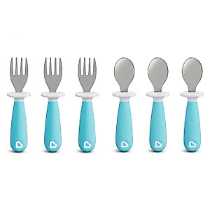 Munchkin 6 Count Raise Toddler Forks and Spoons, Blue (Pack of 1)