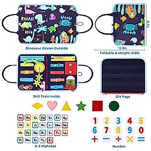 HONGDDY Busy Board, 20 in 1 Montessori Toys for Toddler, Sensory Board with Extra DIY Page for Learning Fine Motor Skills and Travel, Preschool Educational Learning Toys Gift for Boys Girls