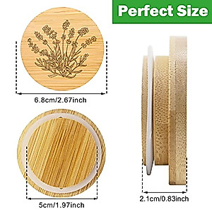 12 Pack Reusable Bamboo Wooden Lids with Silicone Sealing Rings Perfect Airtight for Oui Yogurt Jars Lavender Pattern