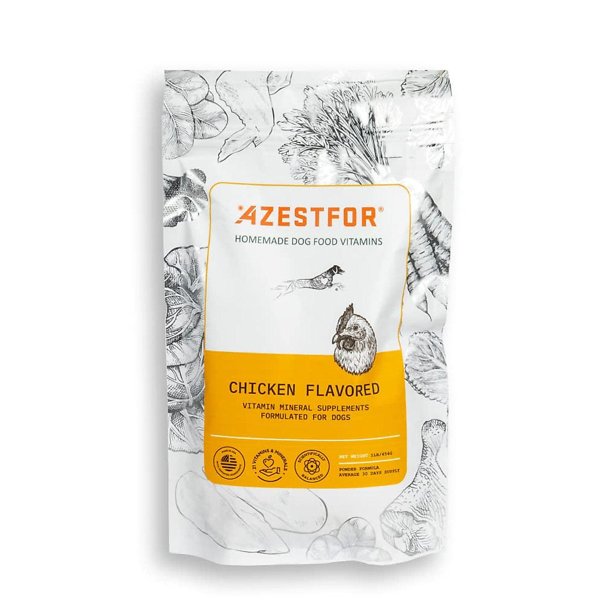 Azestfor Homemade Dog Food Supplement Dog Vitamins Made in USA Add to Holistic Whole Food Diets Raw BARF All Breeds Puppy Adult 16oz Powder