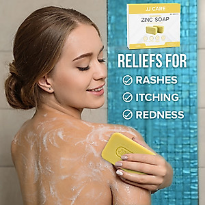 JJ CARE Zinc Soap - Pack of 2 Medicated 2% Zinc Pyrithione Soap For Daily Use, Individually wrapped 4 oz. Zinc Bar Soap with Aloe Vera for Dandruff & Seborrheic Dermatitis