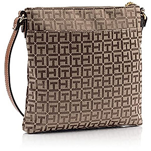 Tommy Hilfiger Womens Jaden Plus Crossbody HANDBAG, Tan/Dk Chocolate