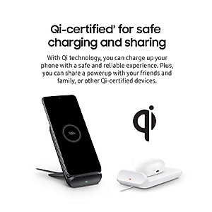 SAMSUNG Electronics Wireless Charger Convertible Qi Certified (Pad/Stand), for Galaxy Buds, Galaxy Phones, and Apple iPhone Devices - US Version - Black (US Version)