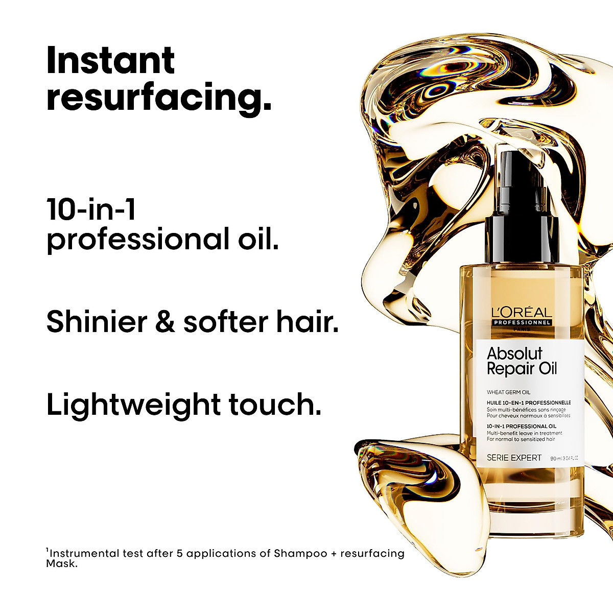 L'Oreal Professionnel Absolut Repair 10-in-1 Oil - Multi-Benefit Oil For Dry & Damaged Hair, Repairs Hair and Provides Shine With Quinoa and Proteins