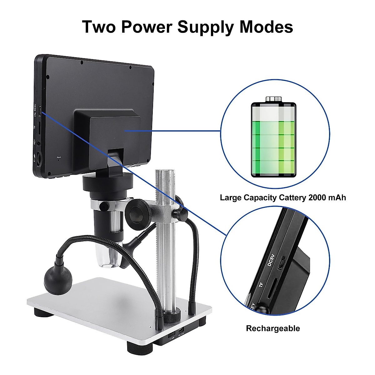 SVBONY SV604 7 Inch LCD Digital Microscope 1200X for Adults, Coin Microscope 1080FHD Video 12MP Camera, Electronic Microscope for Soldering, Wired Remote, Compatible with Windows and Mac OS