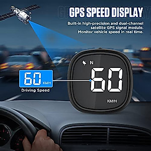 RALBIL Digital GPS Speedometer MPH - Multifunction Car HUD Head Up Display with Fatigue Driving Alarm, Overspeed Alarm and Speed Unit Switching KM/H or MPH for All Vehicle