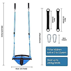 nets Tribe 2 -in- 1 Toddler Swing. Swing Seat for Kids with Adjustable Ropes, for Kids Heavy Duty Rope Play Secure Children Swing Set, for Outdoor Indoor, Backyard. Upgrade Product (Blue)