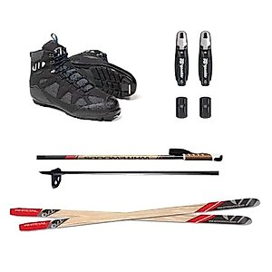 Whitewoods Whitetail Adult Metal Edge Cross-Country NNN Ski Package - Skis, Boots, Bindings, Poles | 160CM (for Skiers 100-130 lbs.) (EU Boot Size: 36)