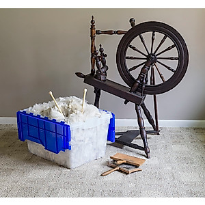 Akro-Mils 66486 12-Gallon Plastic Stackable Storage Keepbox Tote Container with Attached Hinged Lid, 21-1/2-Inch x 15-Inch x 12-1/2-Inch, Clear/Blue