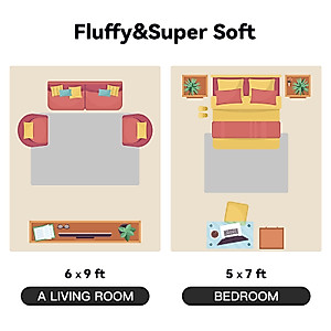 YOBATH Black Fluffy 5x7 Area Rugs for Living Room Bedroom, Soft Fuzzy Shaggy Carpet Shag Rugs for Girls Boys Kids Indoor Floor Nursery Dorm Room, Black