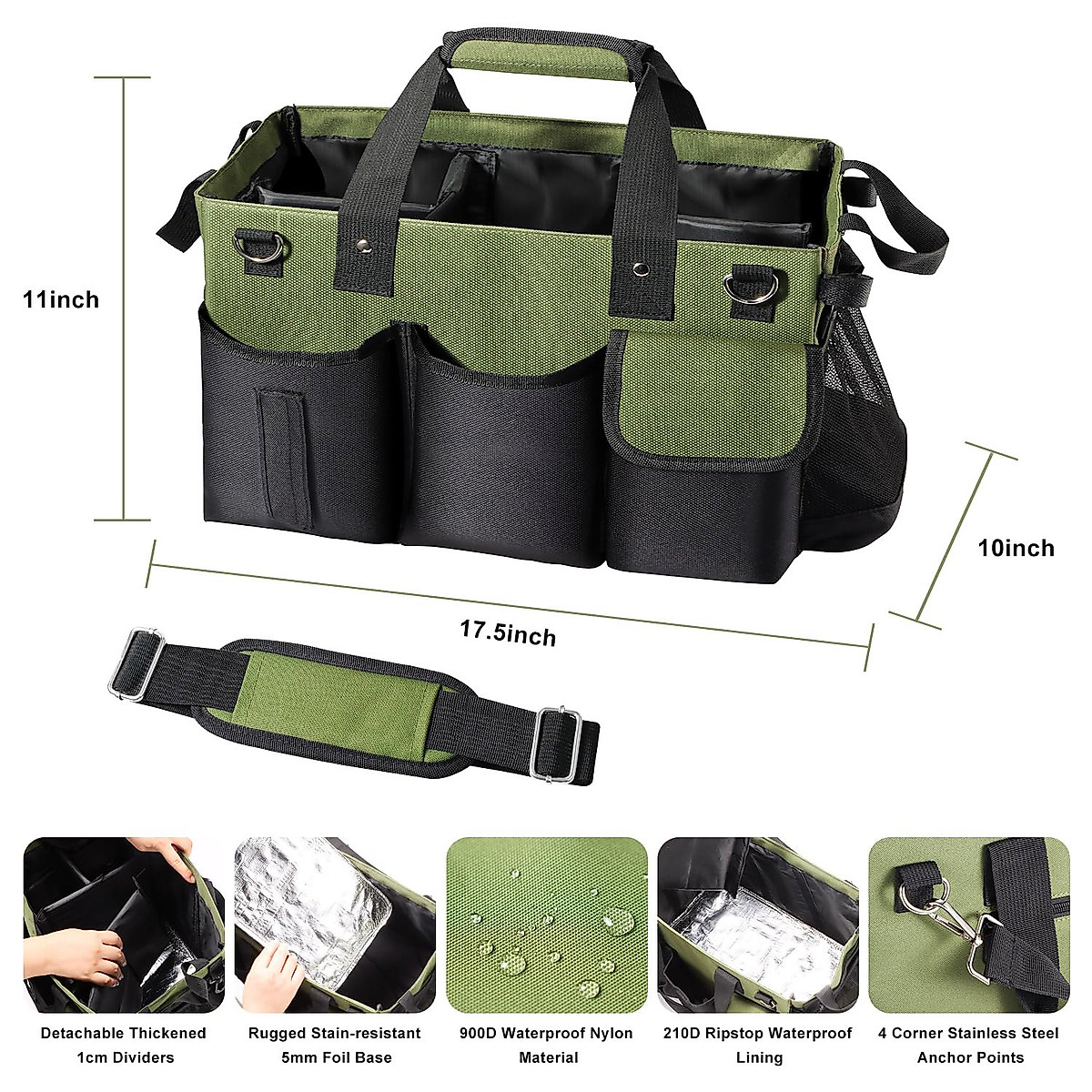 Viajero Wearable Cleaning Caddy Bag, Large Cleaning Supplies Organizer Housekeeping Supply Caddy Detailing Bag with Handle Shoulder Waist Straps for Tote Tools Products Housekeepers Car Home House