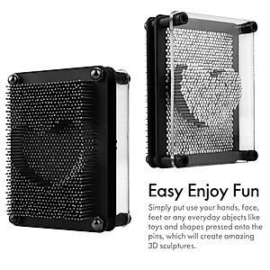 3D Pin Art Toy, Size 3.75” X 5” Unique Metal 3D Pin Art Board Impression Toy for Kids (Silver, Metal)