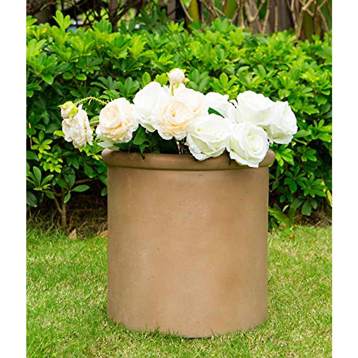 Kante Large Concrete Round Classic Planter for Outdoor, Desert Sand 13.8" x 13.8" x 13.8"