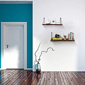Shelves for Wall Storage, Wall Mounted Shelf for Bedroom Living Room Bathroom Kitchen, Brown (Set of 2)