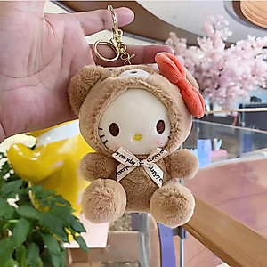 Sicpfuj Cute Plush Keychain for Women Girls, 5" Lovely Keychain Decorative Accessories, Purse Bag Backpack Charm