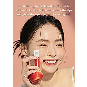Nooni Korean Lip Oil - Appleberry | Gift, Moisturizing, Revitalizing, and Tinting for Dry Lips with Raspberry Fruit Extract, 0.12 Fl Oz