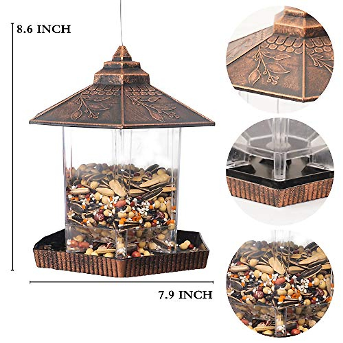 Nerosun Bird feeders for Outdoors Hanging, Wild Bird Feeder for Outside Clearance