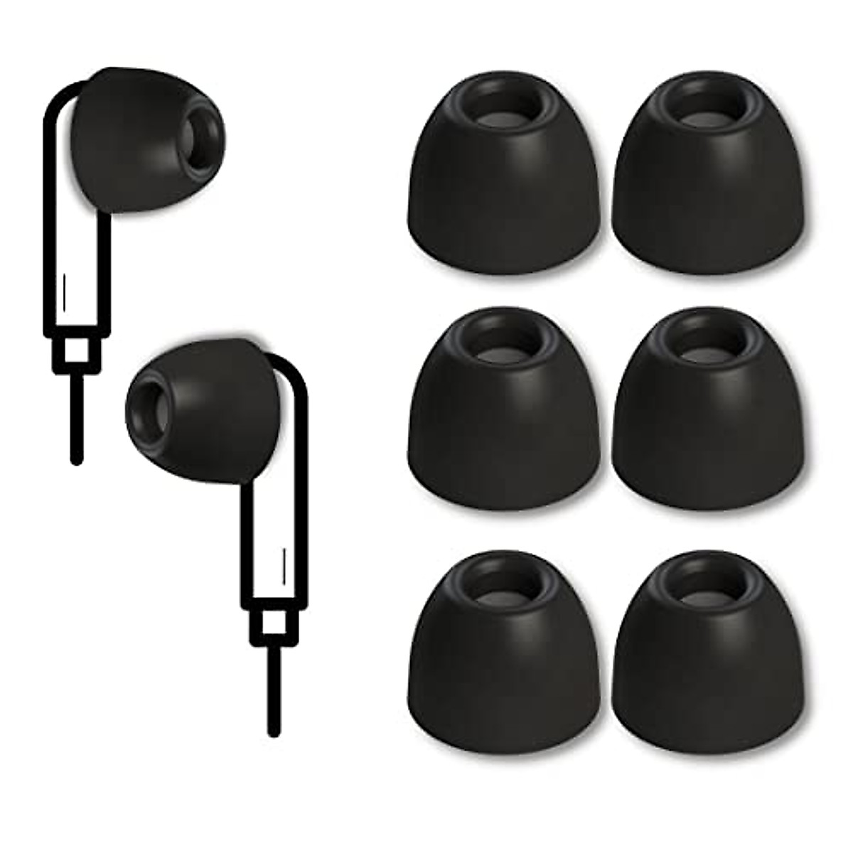 Comply Foam SmartCore Series Round 2.0 Ear Tips for Wired Devices and IEMs | Ultimate Comfort | Unshakeable Fit | TechDefender| Large, 3 Pairs