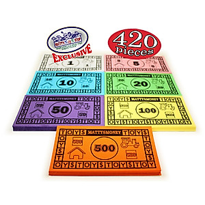 Matty's Money 420 Piece Replacement Play Money Set (60 Pieces Each of $1's, $5's, $10's, $20's, $50's, $100's & $500's) $41,160 in Game Money