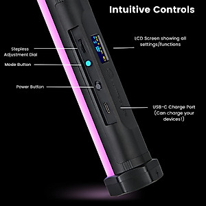 Lume Cube RGB Tube Light Mini for Photo & Video | RGBWW Full Color Tube Light | Bluetooth App Controlled | Millions of Colors | Aluminum Durable Design | 97+ CRI