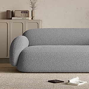 Acanva Modern Minimalist Sofa for Living Room Lounge Home Office, Rounded Edges Couch with Soft Boucle Upholstered, 74”W, Grey