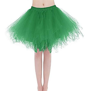 Adult Women 80's Plus Size Tutu Skirt Layered Tulle Petticoat Halloween Tutu Dark Green