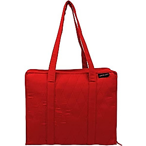 Yazzii Crafter's Companion Organizer Bag with 16 Pockets - Arts & Crafts Storage Tote Organizer - Multipurpose Storage Organizer for Crafts, Sewing & Quilting Notions, & Art Supplies Red