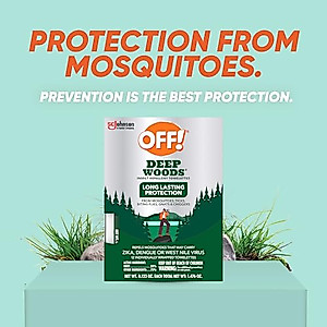 OFF! Deep Woods Mosquito and Insect Repellent Wipes, Long lasting, 12 Individually Wrapped Wipes