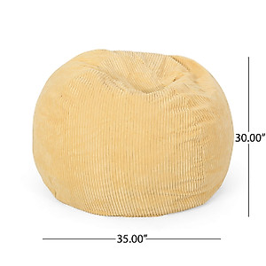 Christopher Knight Home Samantha 3 Foot Beanbag, Mustard Yellow