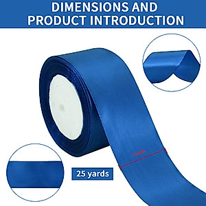TONIFUL 2 Inch x 25 Yards Wide Royal Blue Satin Ribbon Solid Fabric Ribbons Roll for Valentine's Day Crafts Gift Wrapping Invitation Cards Floral Hair Bows Sewing Party Wedding Car Decoration