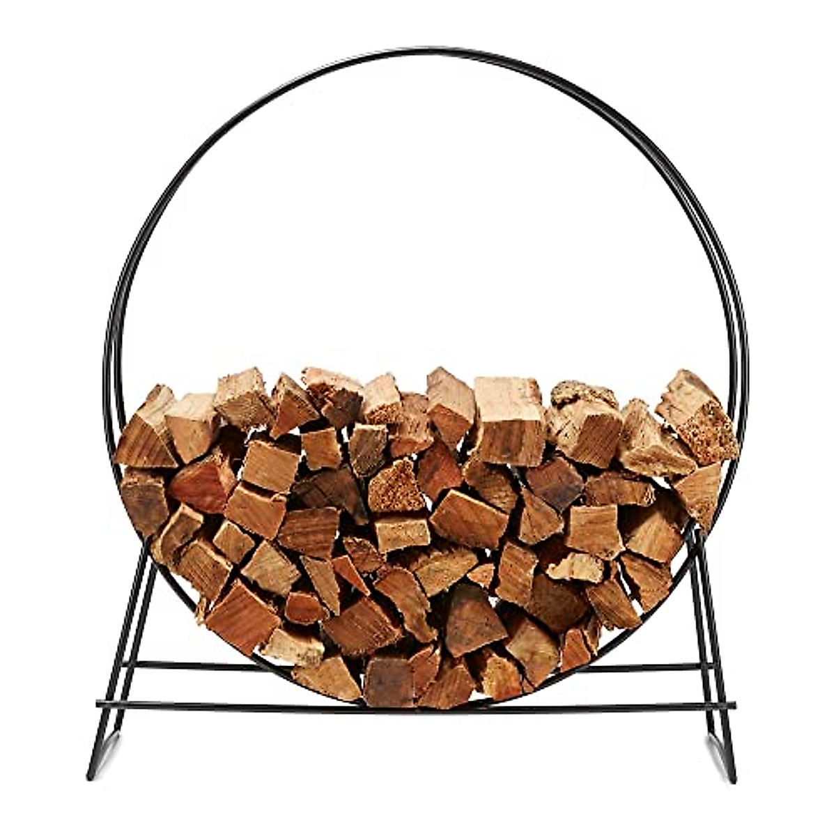 Uniflame, W-1889, Black Finish 48 in. Diameter Tubular Firewood Log Hoop Rack
