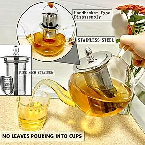 Jitejoe Glass Teapot 40oz,1200ml Glass Tea Kettle with Removable Infuser for Loose Leaf Tea,Thickened Glass Teapot with Infuser for Stove Top,Premium Tea Pot Microwave & Stovetop & Dishwasher Safe