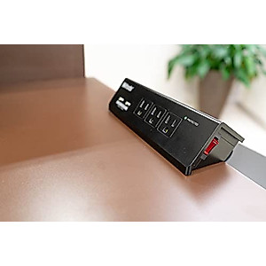 Woods 41322 DSKTOP, 3-Out USB PERM, 350J, 6' Surge Protector Strip, Black
