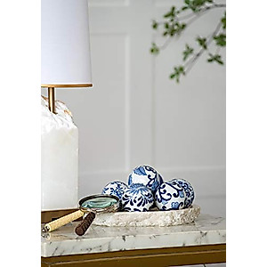 A&B Home 3" Blue and White Oriental Decorative Orbs for Bowls Vases Table Centerpiece Decor Set of 6 Ceramic Sphere Ball