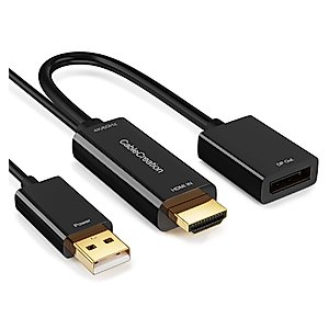 CableCreation HDMI to DisplayPort Adapter with USB Power, 4K X 2K@60Hz HDMI Male to DP Female Adapter Compliant with Xbox One/PS4/PS5