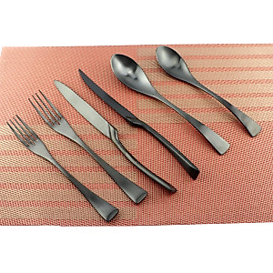 Uniturcky 24-Piece Flatware Set,Extra Thick Heavy Duty - 18/10 Stainless Steel Cutlery Sets,High Matte Black Finish Silverware Flatware Sets Service for 4,Use for Home,Kitchen Utensil Sets