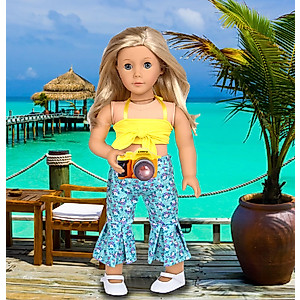 ebuddy Doll Clothes and Accessories 18 Inch Doll Travel Set with Unicorn Printed Luggage Suitcase Fit for 18 inch Girl Doll,Most 18 Inch Dolls(No Doll)