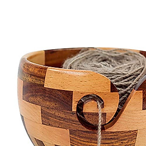 Nagina International Mixed Premium Yarn Storage Bowl For Yarn Balls & Skeins | Crochet & Knitting Bowls Made Out OF Turmeric & Rosewood | Knitter's Gift & Notions (Large)