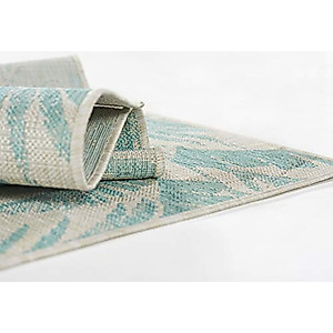 Momeni Riviera Transitional Indoor/Outdoor Area Rug, Aqua, 5'3" X 7'