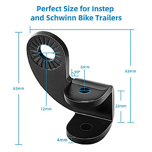 Bicycle Trailer Hitch，Blibro 12MM Steel Coupler Hitch Attachments Trailers Adapter Replacement Connector Included for Kids Burley Bee Bike Pets Trailers