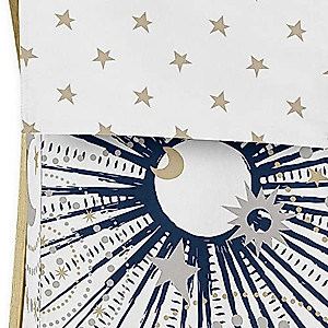 Sweet Jojo Designs Star and Moon Baby Kid Clothes Laundry Hamper - Navy Blue, Gold, and Grey Celestial Sky Stars Gender Neutral Unisex