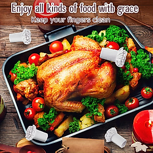 12 Pcs Paper Frills Decorative Holders for Turkey Legs Chops White Paper Pork Lamb Chop Frills Decorative Small Chicken Leg Holders, 2 Sizes