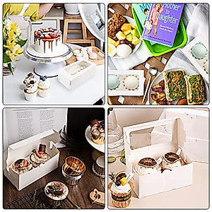 GothaBach 30 Pack White Paper Cupcake Boxes with 2 Cavity Cookie Gift Boxes with Clear Window 2 Treat Holder Cupcake Containers Bakery Cake Box