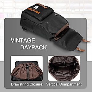 VASCHY School Backpack for Men and Women Casual Travel Backpack Camping Rucksack Bookbag with15.6in Laptop Sleeve Black