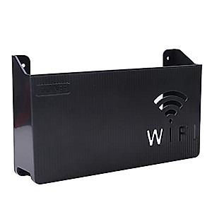 Meoliny WiFi Router Storage Box Wall Mount Cable Management Rack Wall Shelves Floating Shelves for Bedroom Living Room,Black