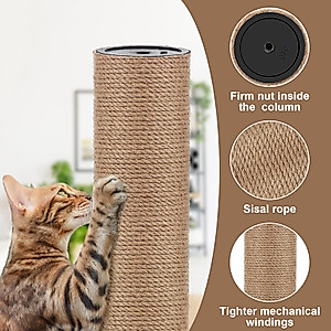 PETUOL 4 PCS M8 Cat Scratching Post Replacement, 15.7 x 3.1 Inches Cat Tree Replacement Post Jute Pole for Indoor Cats with M8 Screws, for Kitten Tree Tower Spare Cat Furniture Accessories