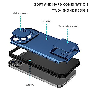 Back Cover Silicone Kickstand Case Compatible for infinix Smart 5,[3 Stand Ways] Vertical and Horizontal Stand Case,Full Body Hard Slim Protective Phone Case Lanyard Case (Color : Blue)