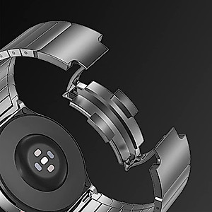 VeveXiao Strap Compatible with Huawei Watch 3/3 pro/ GT 46mm/GT2 Pro/GT2 46mm, 22mm Stainless Steel Replacement Strap for Samsung Galaxy Watch 46mm/Galaxy watch 3 45mm/Gear S3 Band (Titanium Grey)