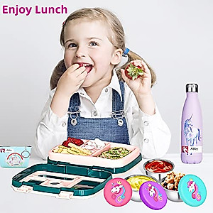 MAIGOZON Salad Dressing Containers To Go, Small Condiment Containers with Lids, Stainless Steel Condiment Cup with Unicorn Leakproof Silicone Lids for Girls Kids Lunch Bento Box, 6PCS