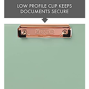 Dexas Slimcase 2 Storage Clipboard with Side Opening, 12.5 x 9.5 inches, Sea Foam Green with Rose Gold Clip 3517R-5503